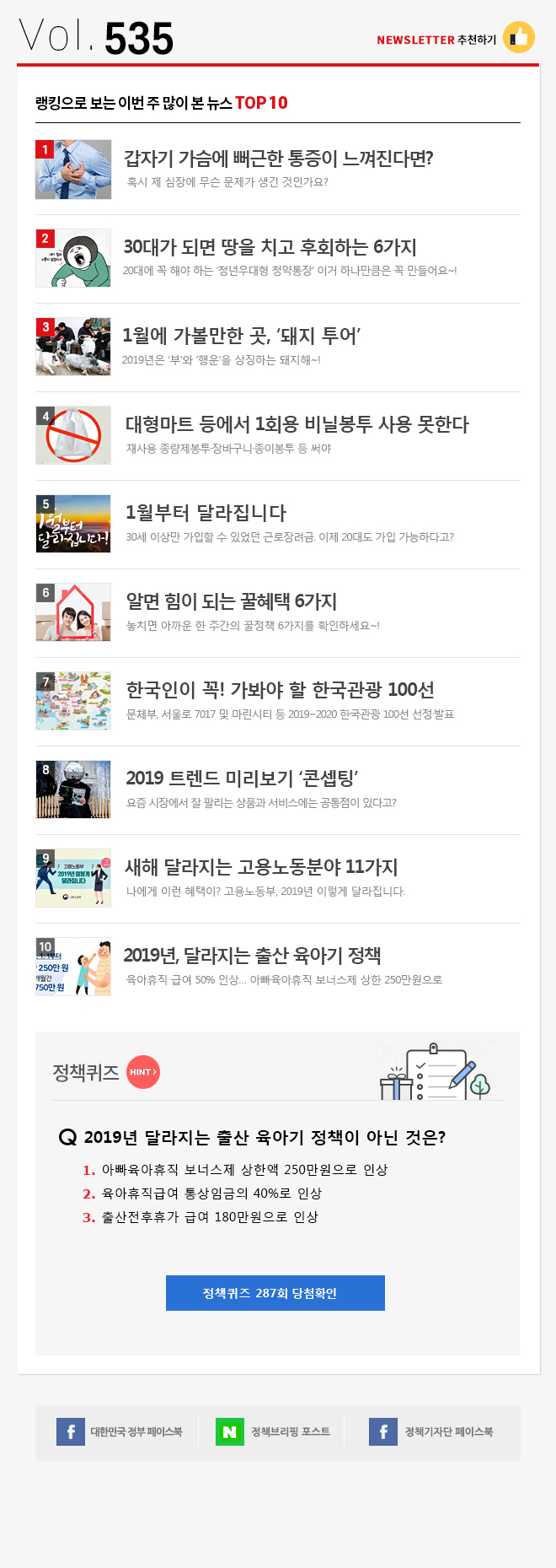 [Vol.535] 알면 힘이 되는 꿀혜택 6가지 | 뉴스레터 목록보기 | 뉴스레터 | 정책플러스 | 대한민국 정책브리핑