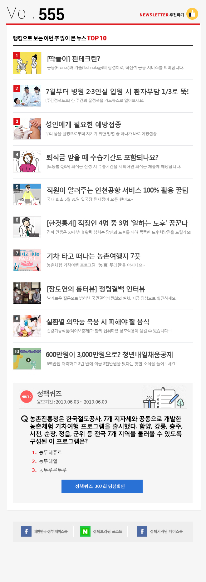 [Vol.555] 7월부터 병원 2·3인실 입원 시 환자부담 1/3로 뚝! | 뉴스레터 목록보기 | 뉴스레터 | 정책플러스 | 대한민국 정책브리핑